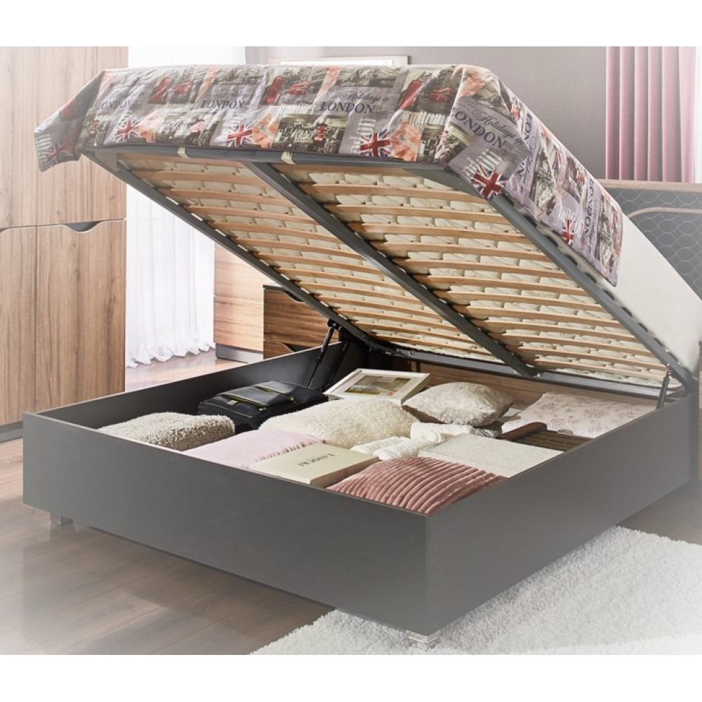 Dormitor Happy alb, pat 160x200 cm, dulap 6 usi, comoda cu oglinda ...